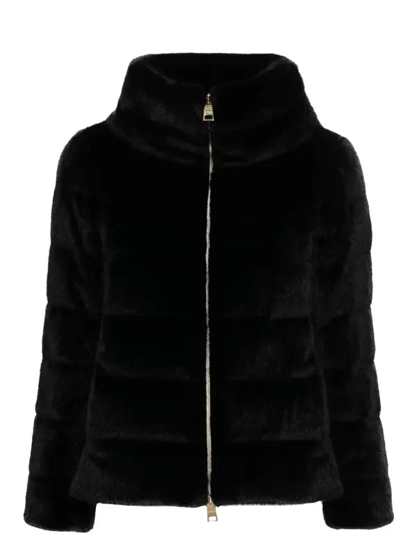 Herno Faux-fur Zipped Jacket - Black
