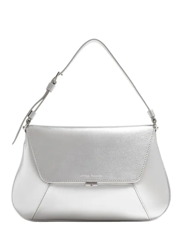 Amina Muaddi Metallic-effect Leather Bag - Silver