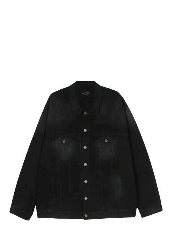 Balenciaga Logo-print Denim Jacket - Black