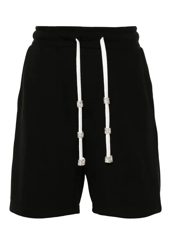 LOULOU Crystal-embellished Track Shorts - Black