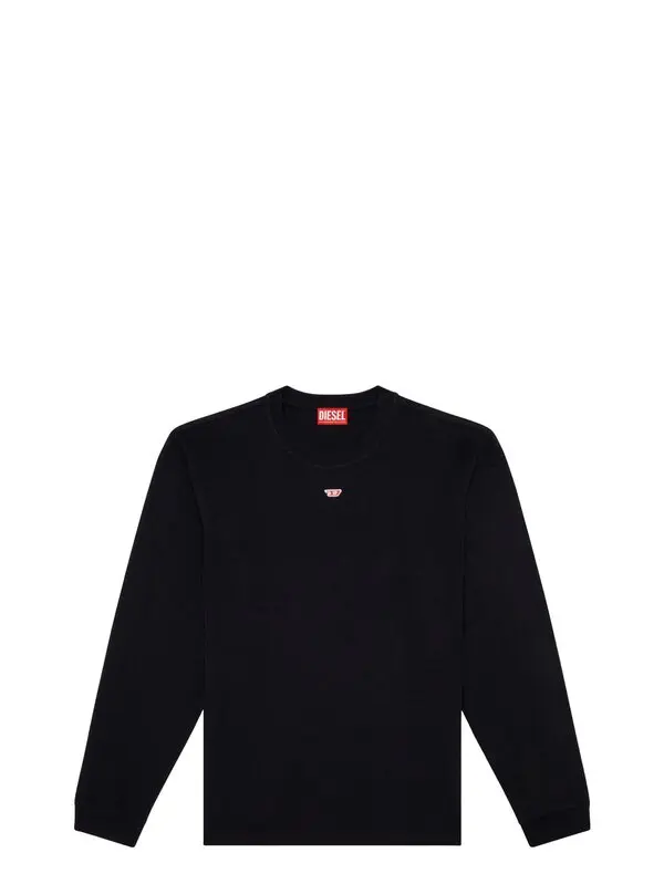 DIESEL® Cotton Jersey Long Sleeve T-shirt - Black