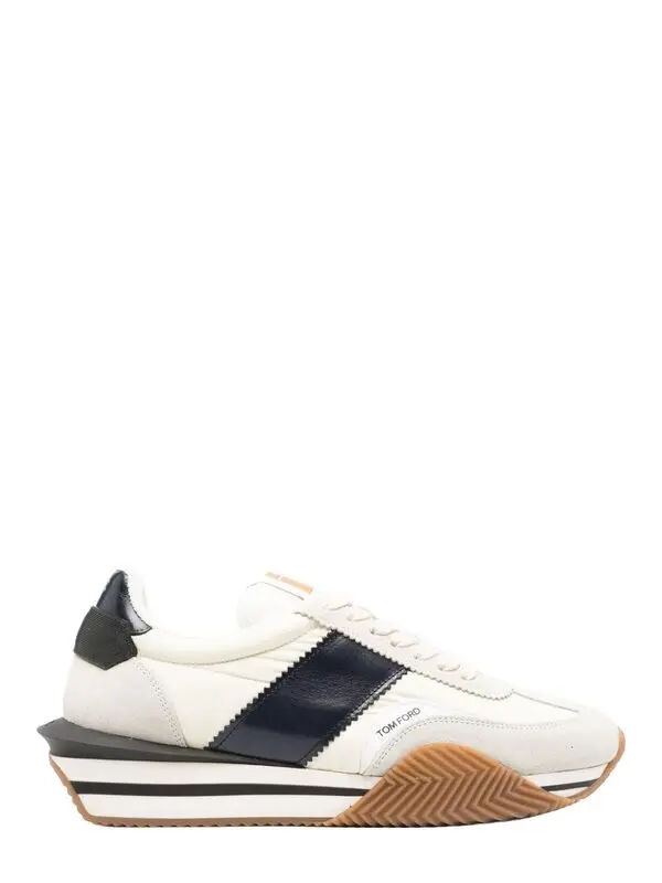 TOM FORD James Paneled Lace Up Sneakers - Neutrals