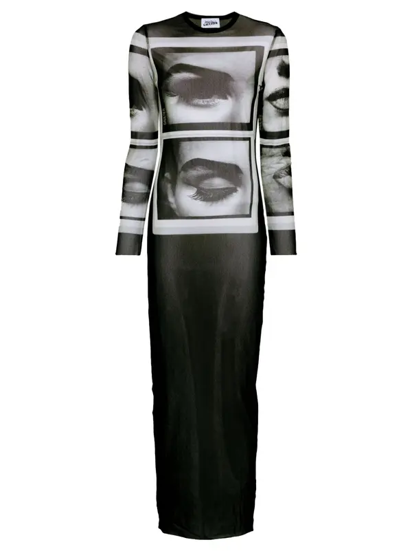 Jean Paul Gaultier Face-print Maxi Dress - Black