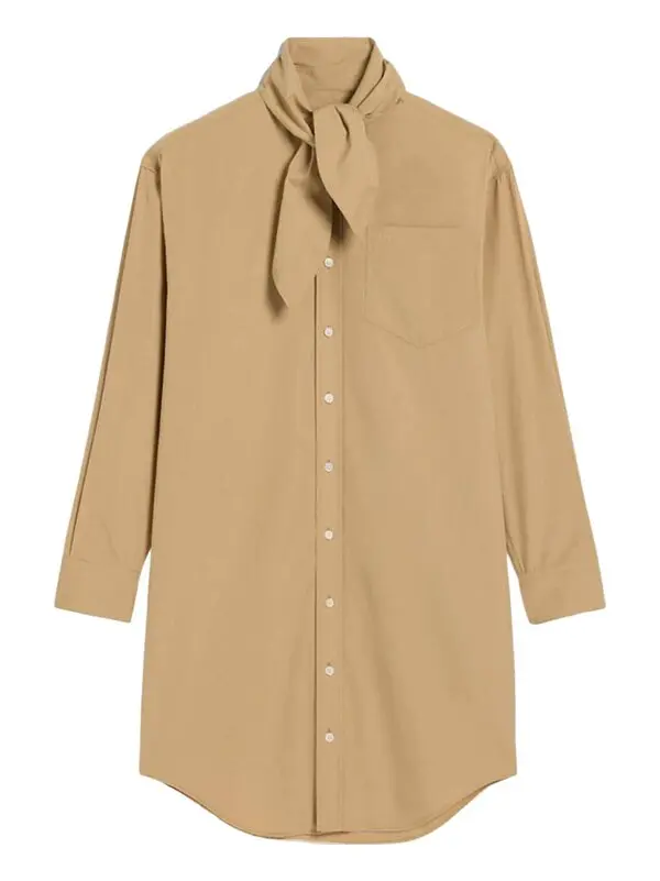 Ami Scarf-collar Cotton Shirt Dress - Neutrals