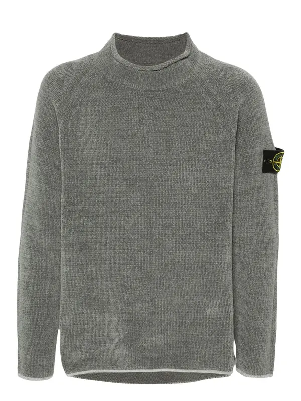 Stone Island Compass Badge Chenille Jumper - Grey