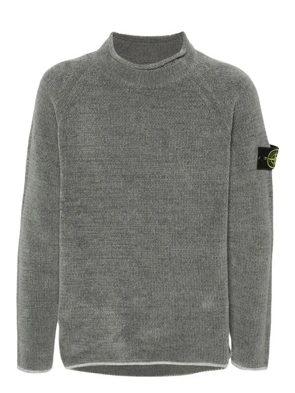 Stone Island Compass Badge Chenille Jumper - Grey