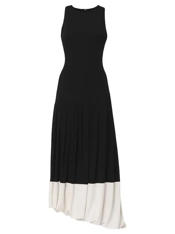 Victoria Beckham Colorblocked Jersey Midi Dress - Black