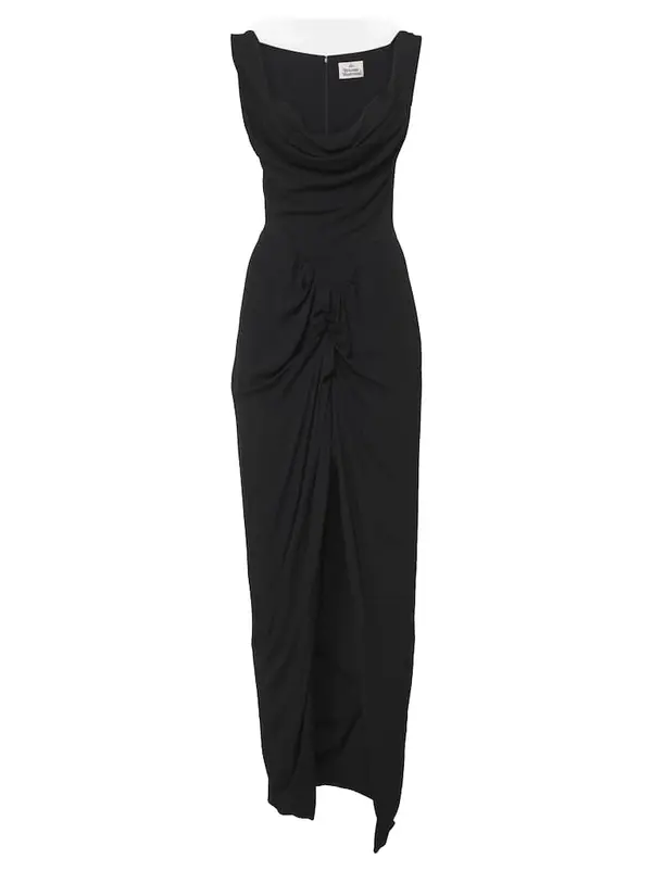VIVIENNE WESTWOOD Panther Gathered Maxi Dress - Black