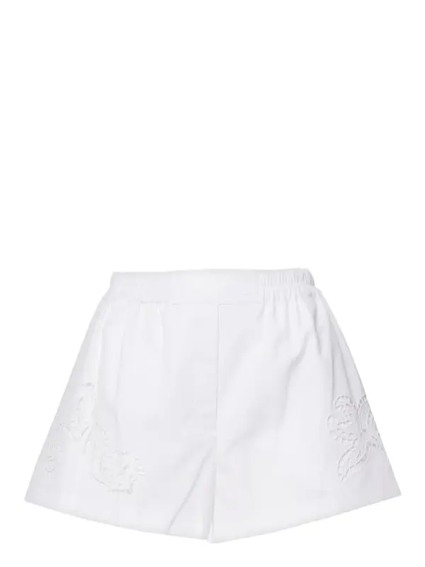 Versace Sangallo Embroidered Cotton Poplin Shorts - White
