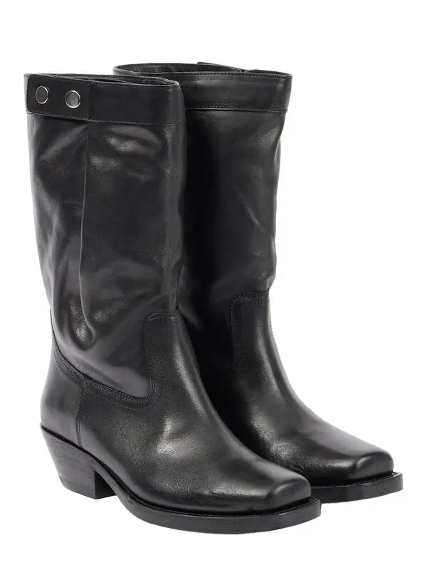 Isabel Marant Étoile Ademe Leather Cowboy Boots - Black