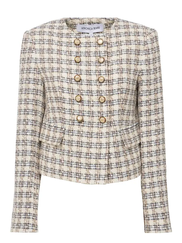Veronica Beard Bentley Checked Tweed Jacket - White