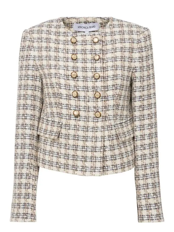 Veronica Beard Bentley Checked Tweed Jacket - White