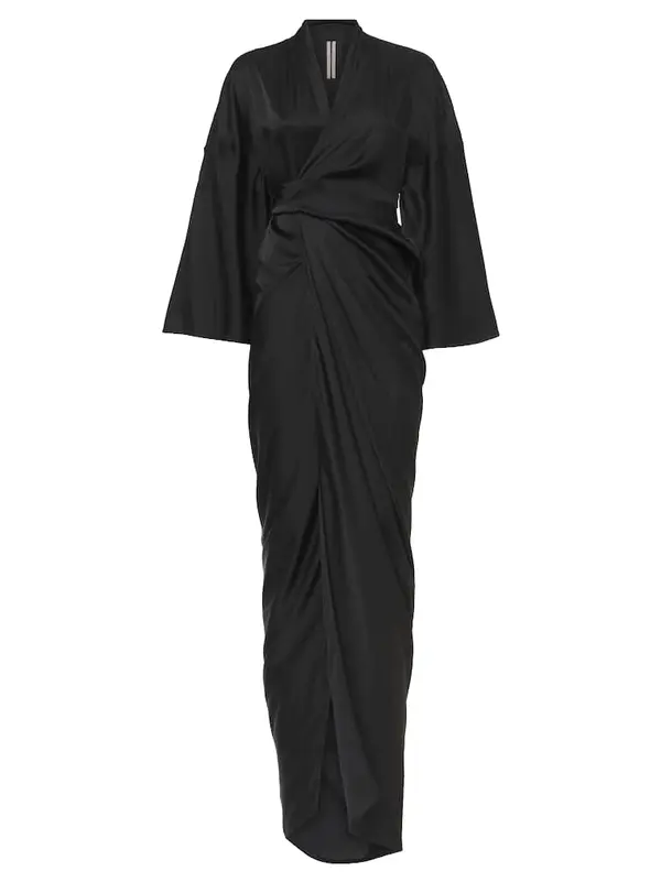 Rick Owens Satin Wrap Gown - Black