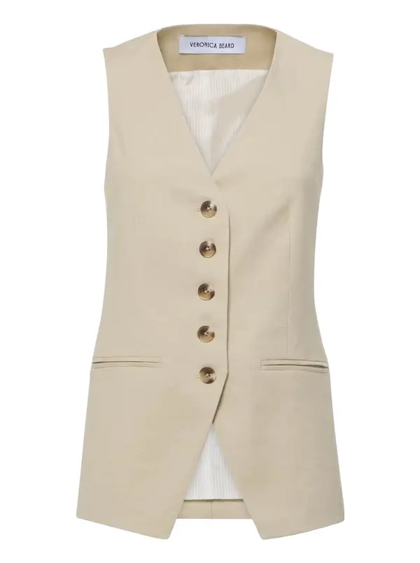 Veronica Beard Liff Linen-blend Vest - Beige