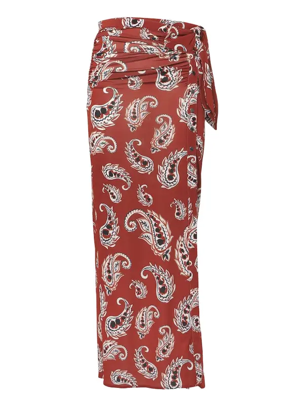 Rabanne Paisley Jersey Maxi Skirt - Red