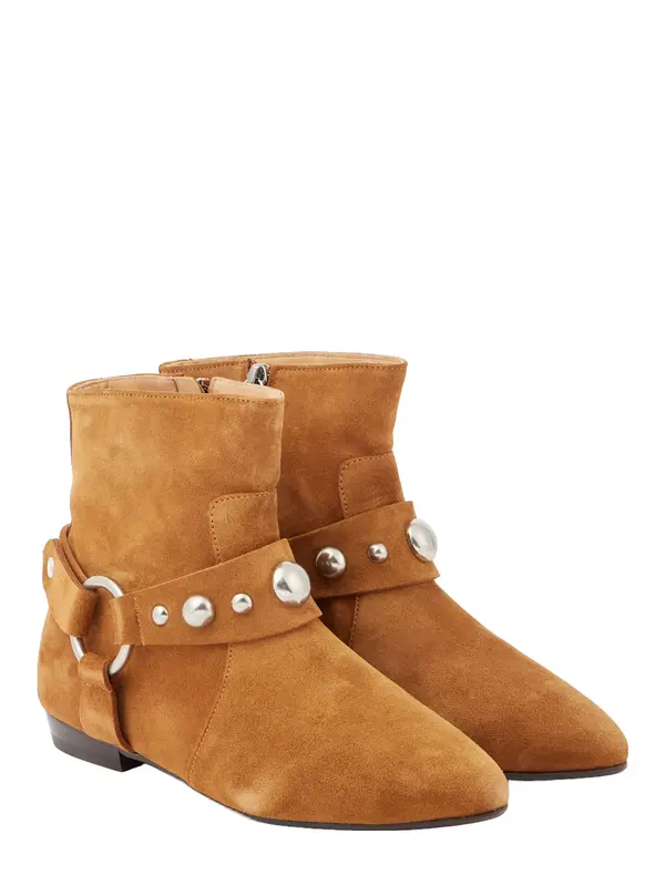 Isabel Marant Siago Embellished Suede Ankle Boots - Brown