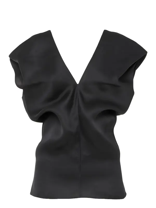 Khaite Ami Silk Satin Top - Black