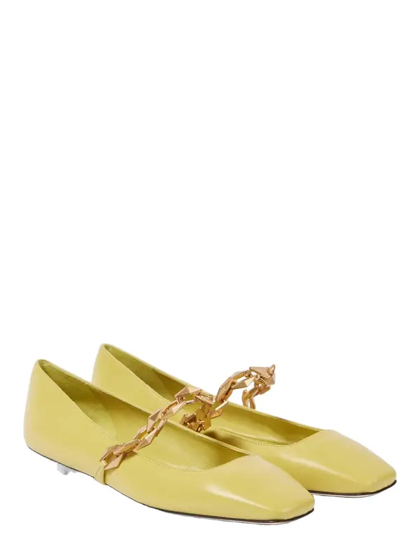 JIMMY CHOO Diamond Tilda Leather Ballet Flats - Yellow