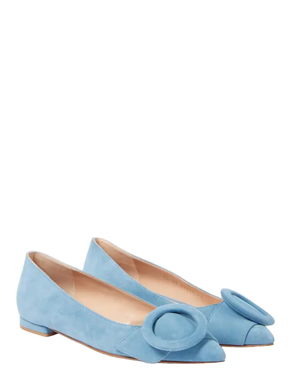 GIANVITO ROSSI Venezia Suede Ballet Flats - Blue