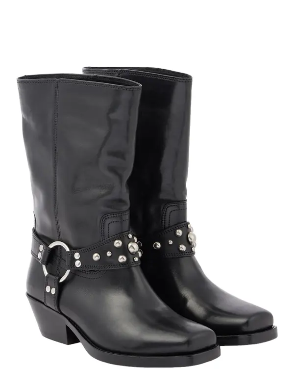 Isabel Marant Antya Leather Cowboy Boots - Black