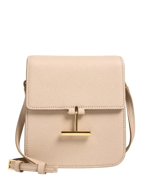 TOM FORD Mini Tara Grained Leather Crossbody Bag - Beige