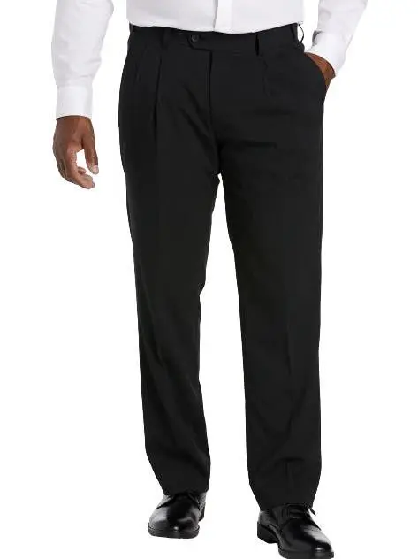 OAK HILL BY DXL Pleated Suit Trousers With Waist-relaxer - Charcoal