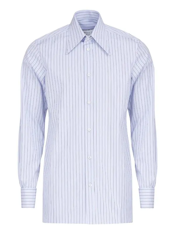 MAISON MARGIELA Striped Cotton Shirt - Blue