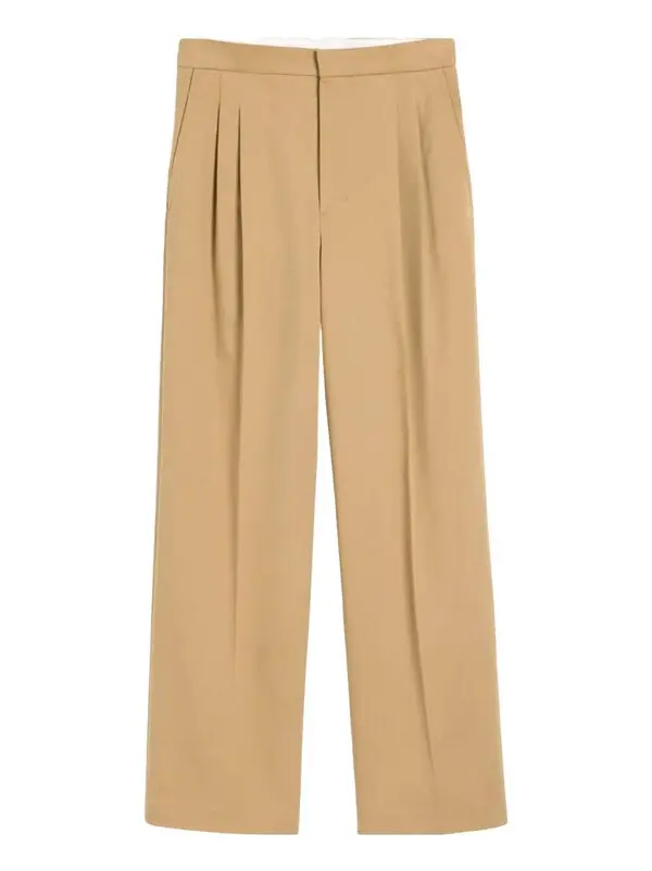 Ami Cotton Wide-leg Trousers - Neutrals