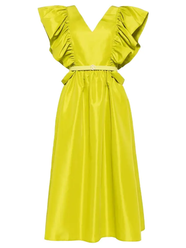 SAIID KOBEISY Ruffled Taffeta Midi Dress - Green