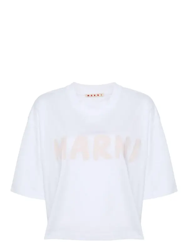 Marni Cropped Organic Cotton T-shirt - White