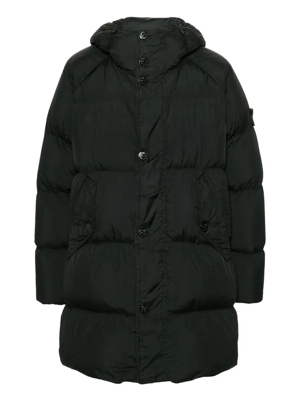 Stone Island Compass-badge Hooded Padded Coat - Black