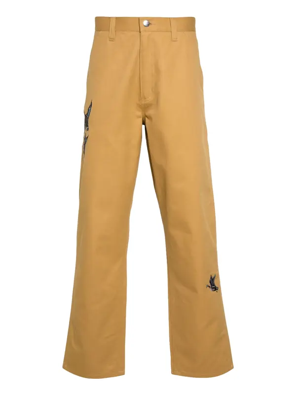 Carhartt Work In Progress Ducks-embroidered Straight-leg Trousers - Yellow