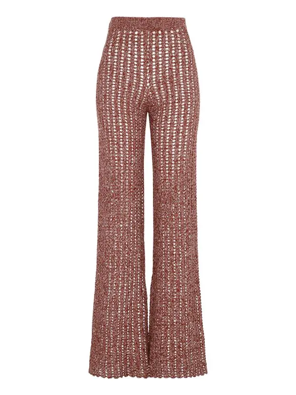Escvdo Aija Crochet Flare Pants - Brown