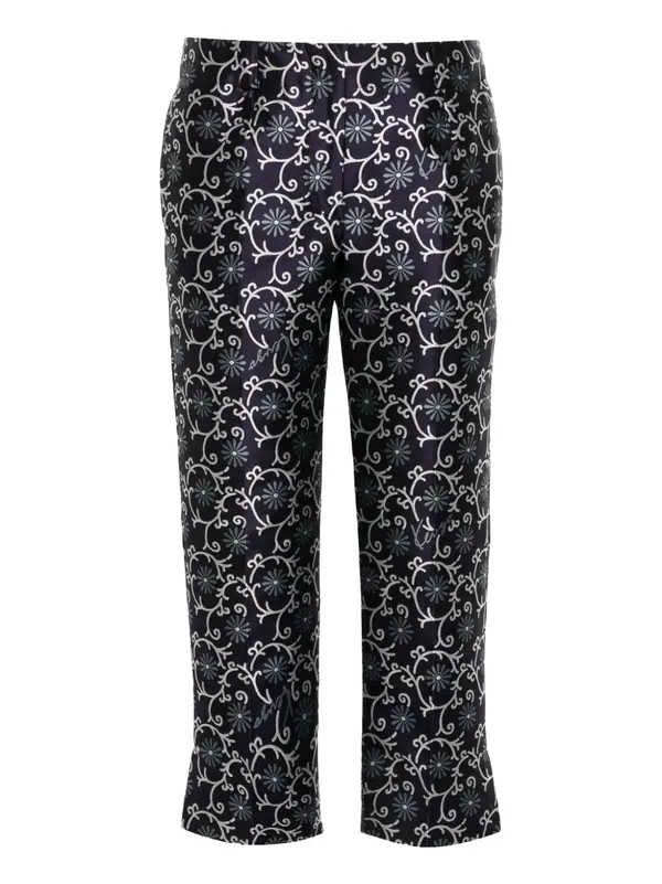Kenzo Marguerite Jacquard Cropped Trousers - Blue