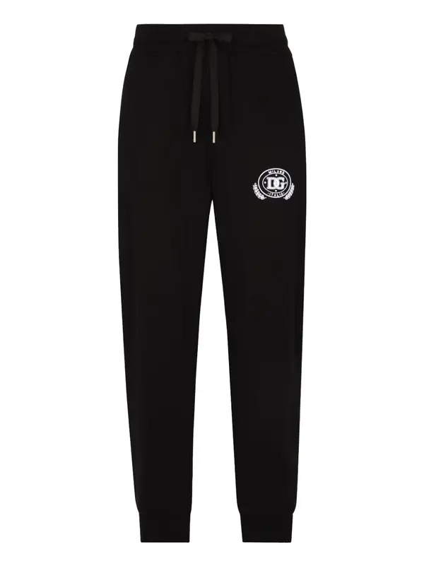 Dolce & Gabbana Flocked-logo Tapered Joggers - Black