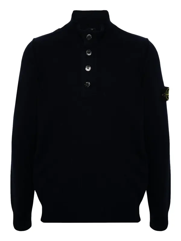 Stone Island Compass Badge Wool Blend Jumper - Blue