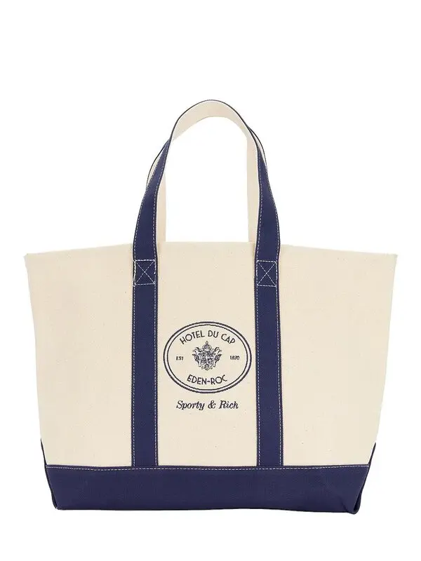 SPORTY & RICH X Hotel Du Cap Eden Roc Eden Crest Tote Bag - Natural