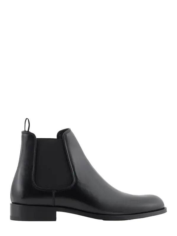 Giorgio Armani Antique-effect Leather Ankle Boots - Black
