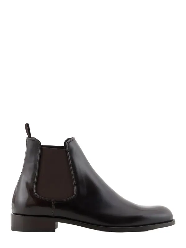 Giorgio Armani Antique-effect Leather Ankle Boots - Brown