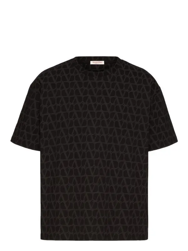 Valentino Garavani Cotton T-shirt With Toile Iconographe - Black