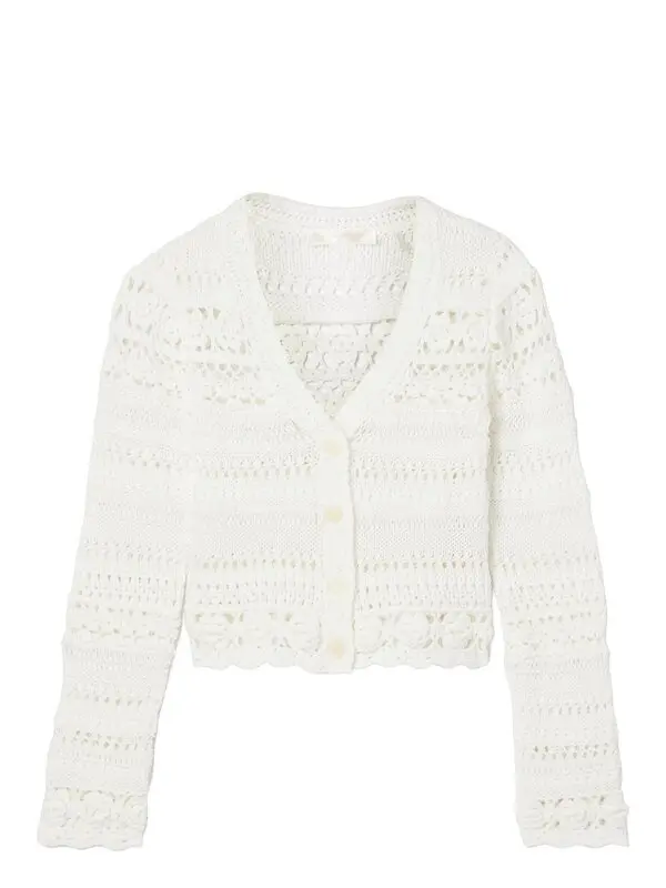 LoveShackFancy Middleton Crocheted Cotton-blend Cardigan - White