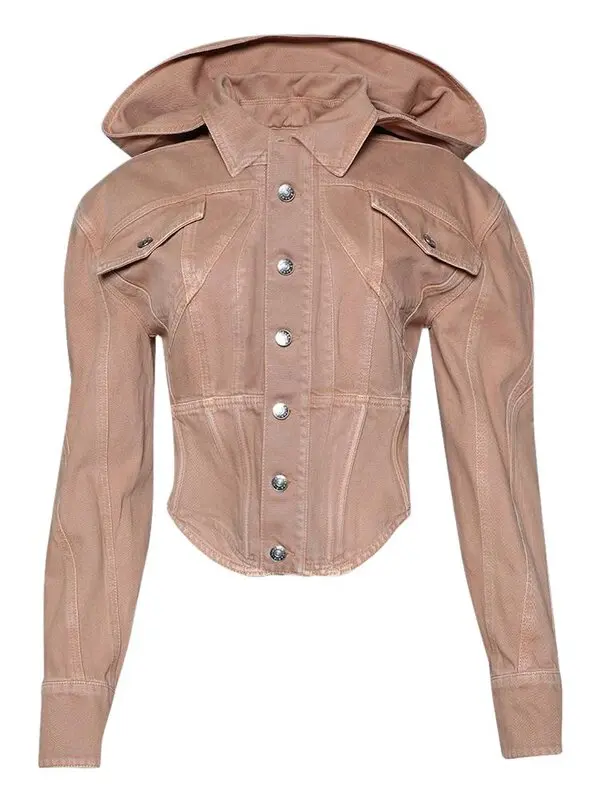 MUGLER Corseted Denim Jacket - Beige