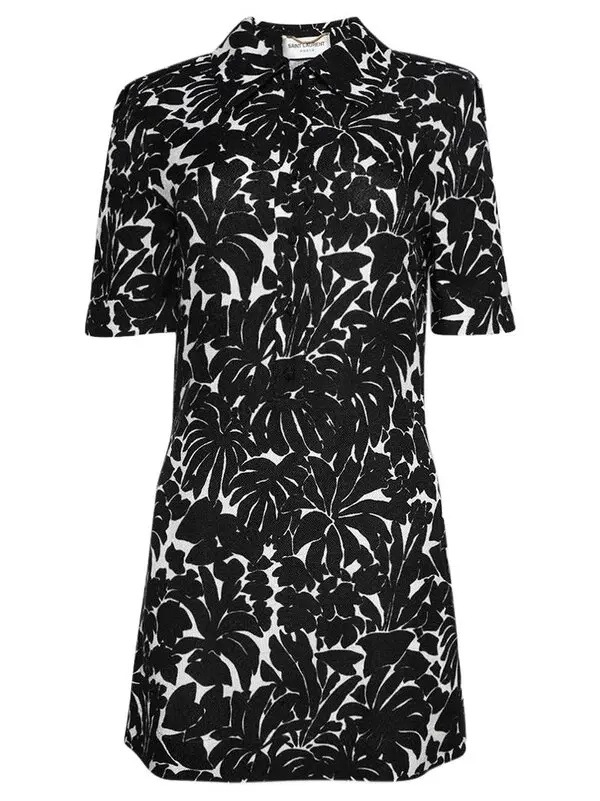 Saint Laurent Printed Shirt Dress - Black