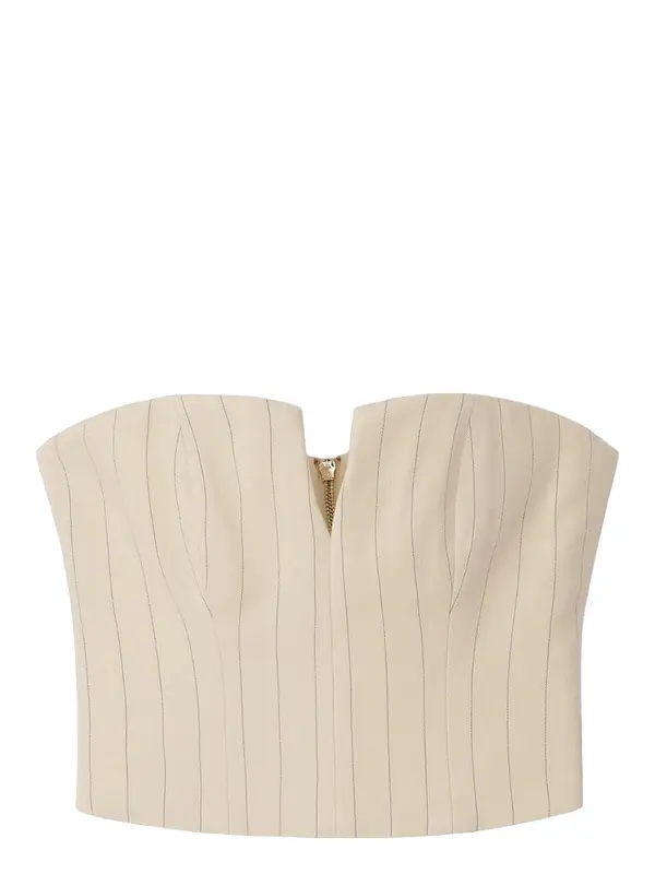 Zimmermann Luminosity Pinstriped Wool-blend Bustier Top - Cream