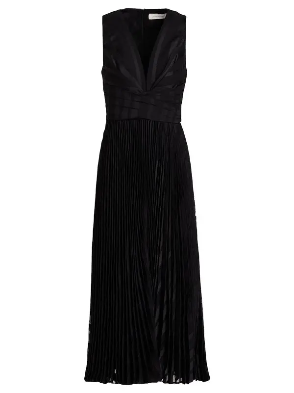 Zimmermann Pleated Jacquard Midi Dress - Black