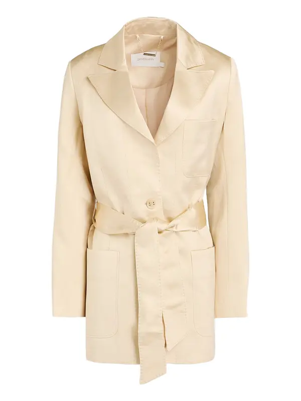 Zimmermann Belted Shantung Blazer - Cream