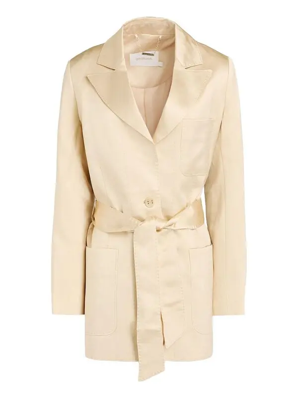 Zimmermann Belted Shantung Blazer - Cream