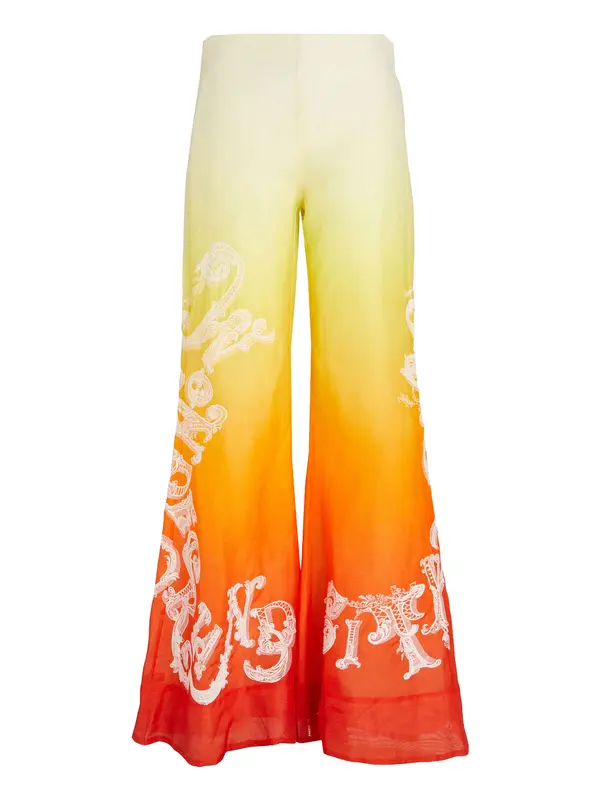 Zimmermann Embroidered Flared Pants - Orange