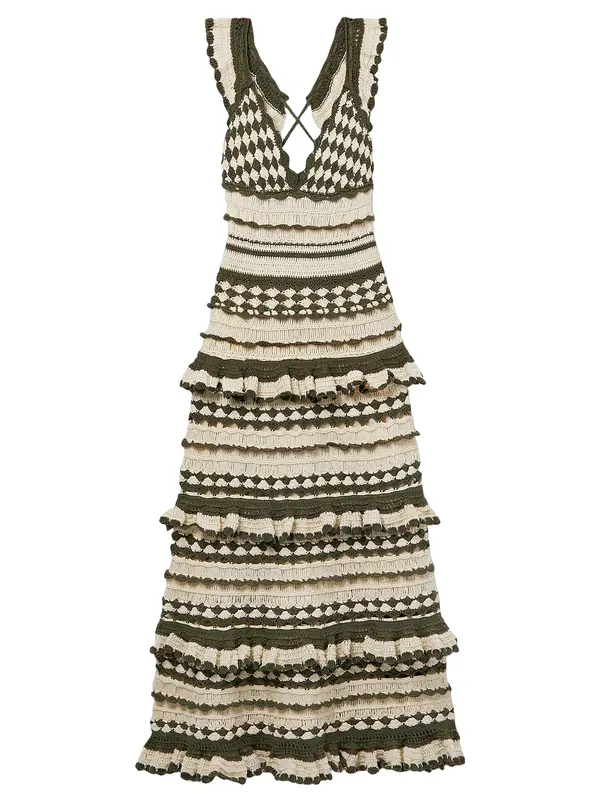 Zimmermann Devi Ruffled Crocheted Cotton Midi Dress - Cream