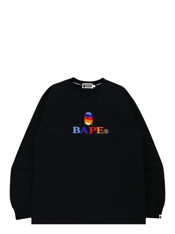 A BATHING APE Embroidery Relaxed Fit Long-sleeve Tee - Black